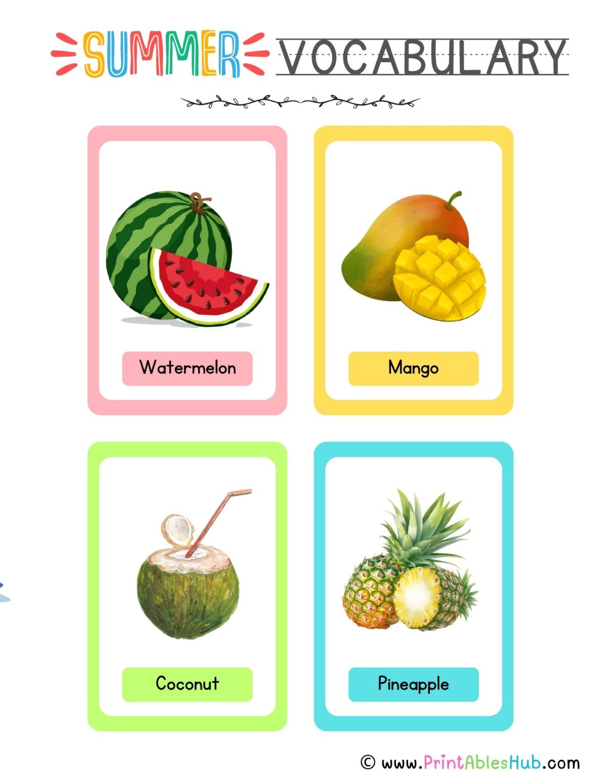 Printable Summer Vocabulary Flashcards [PDF Included] - Printables Hub