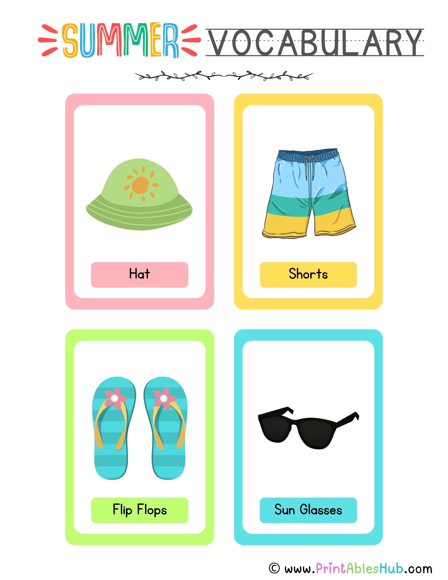 Printable Summer Vocabulary Flashcards [PDF Included] - Printables Hub