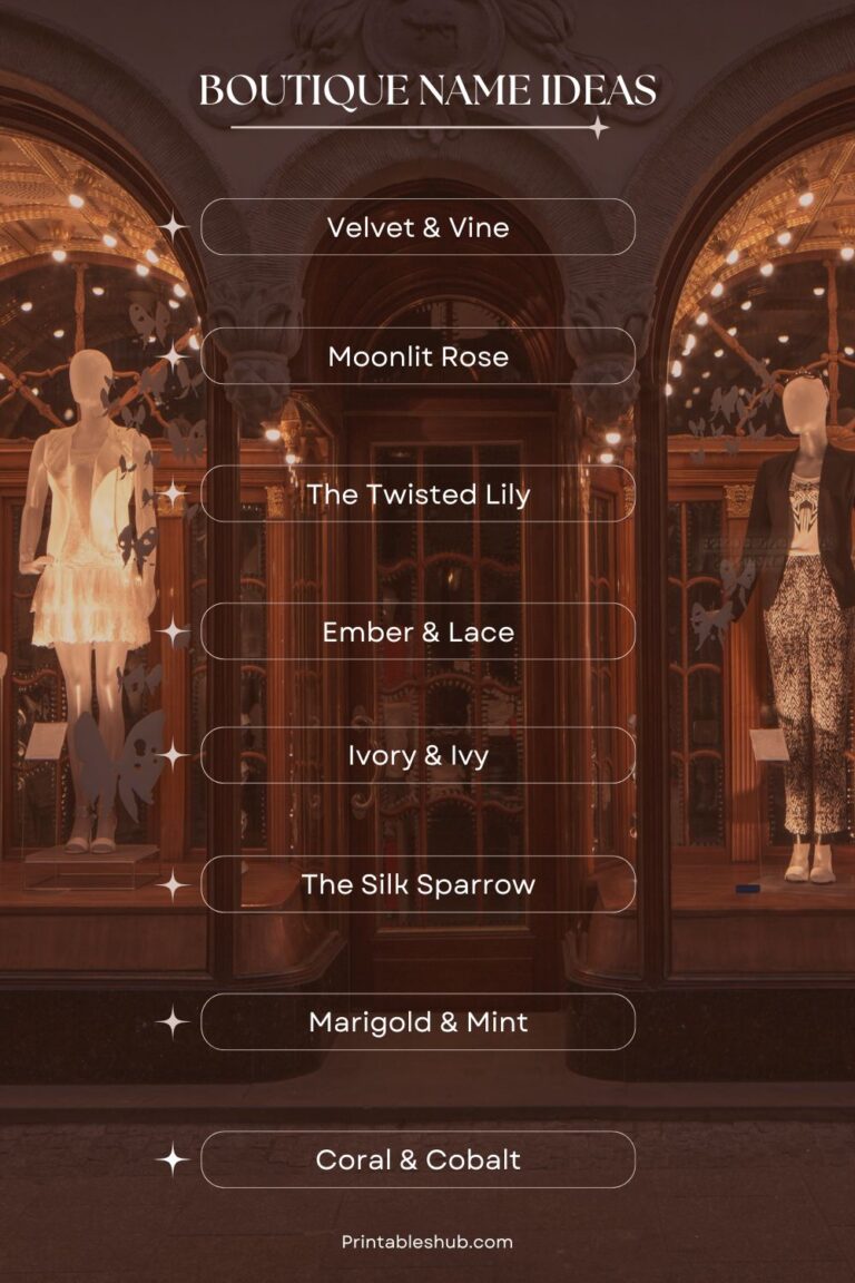 Printable Boutique Name Ideas Lists - Printables Hub