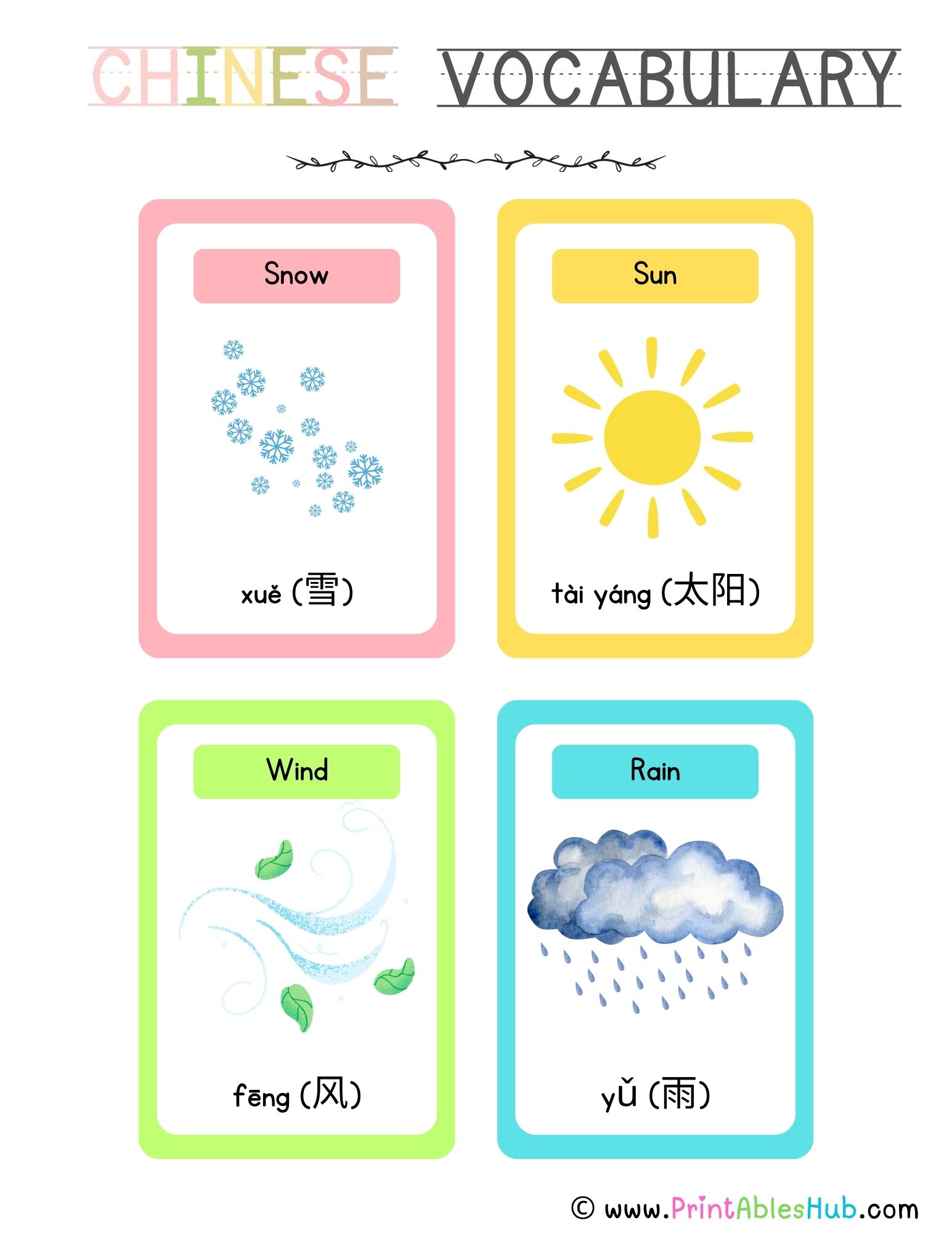 Printable Chinese Vocabulary Flashcards [PDF Included] - Printables Hub