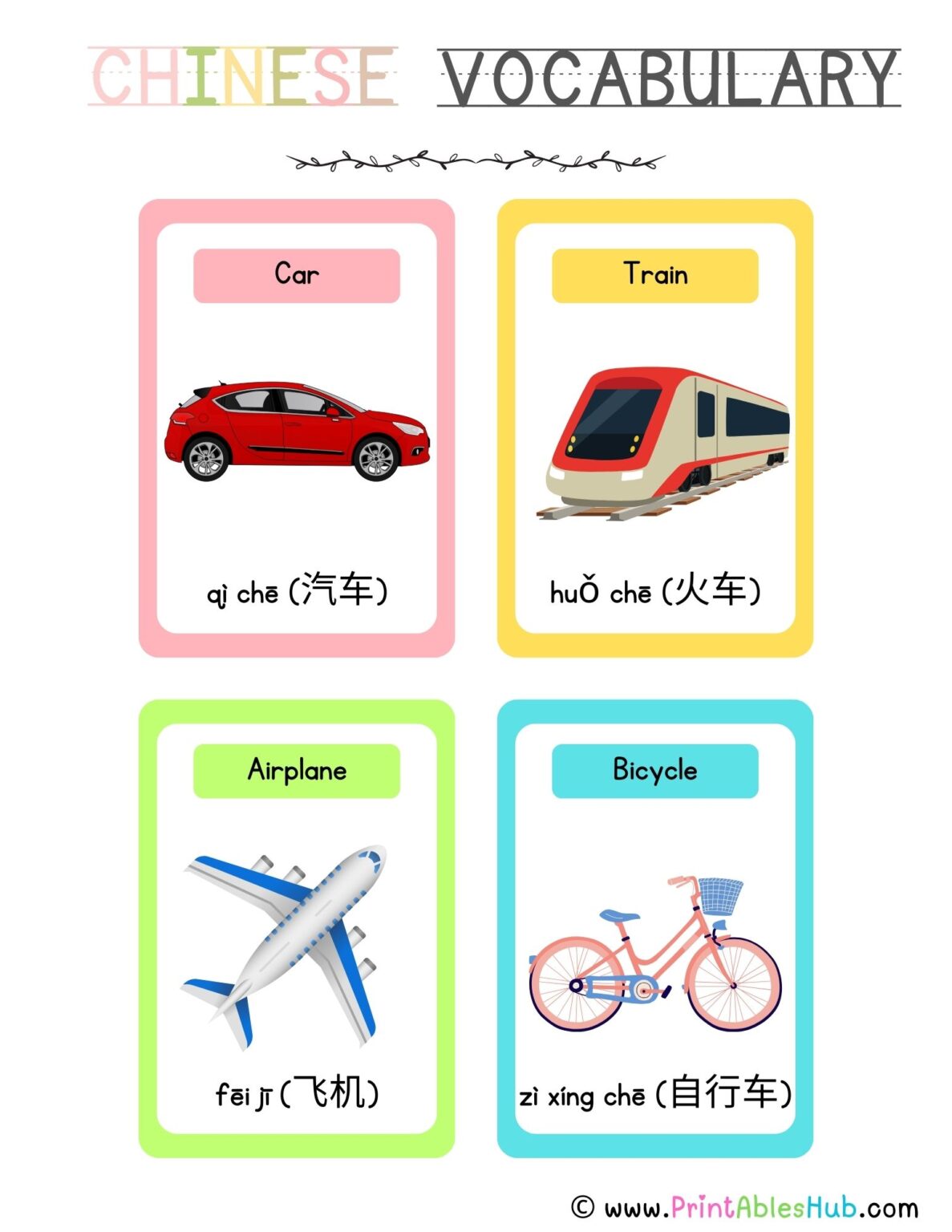 Printable Chinese Vocabulary Flashcards [PDF Included] - Printables Hub