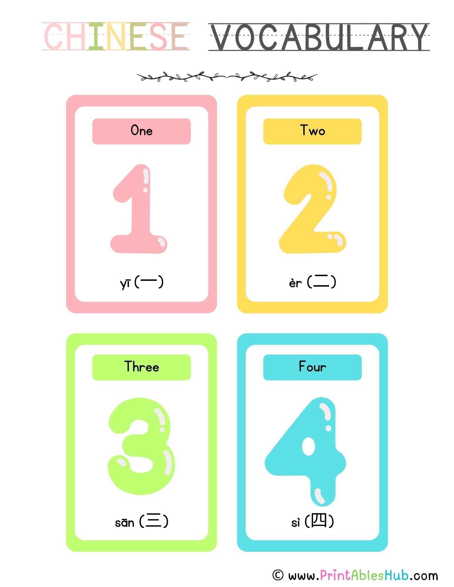 Printable Chinese Vocabulary Flashcards [PDF Included] - Printables Hub