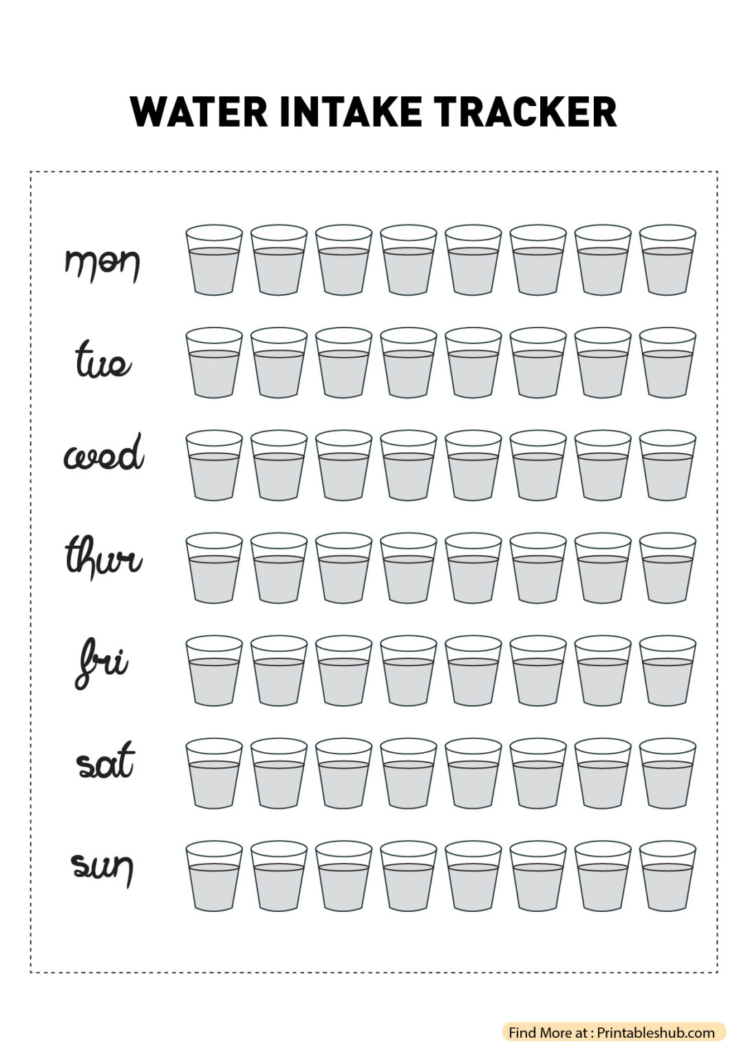 Printable Water Intake Tracker Templates - Printables Hub