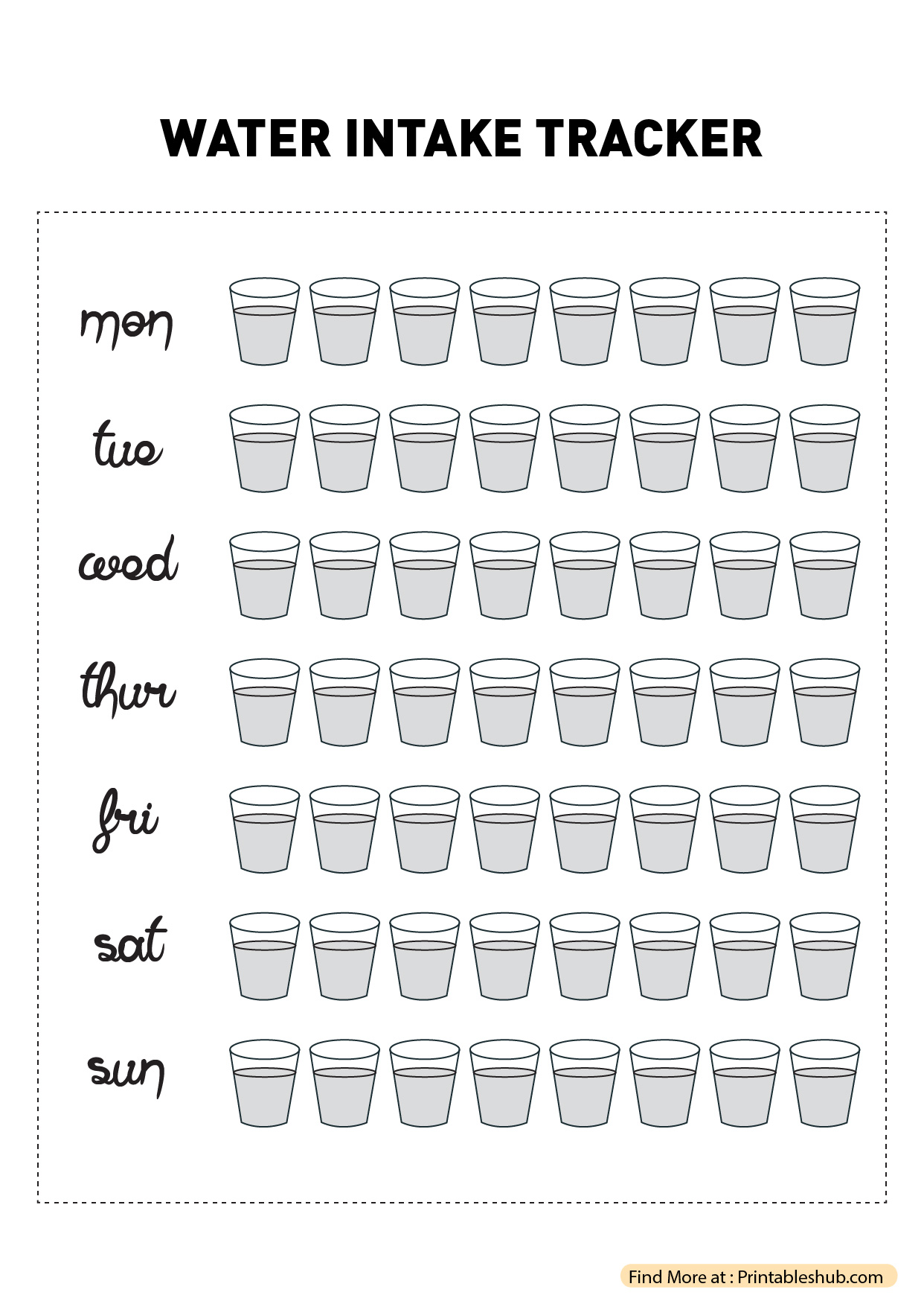 Printable Water Intake Tracker Templates - Printables Hub