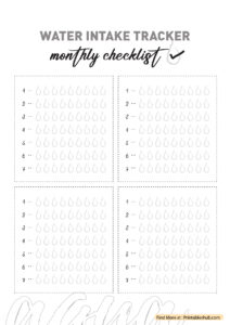 Printable Water Intake Tracker Templates - Printables Hub