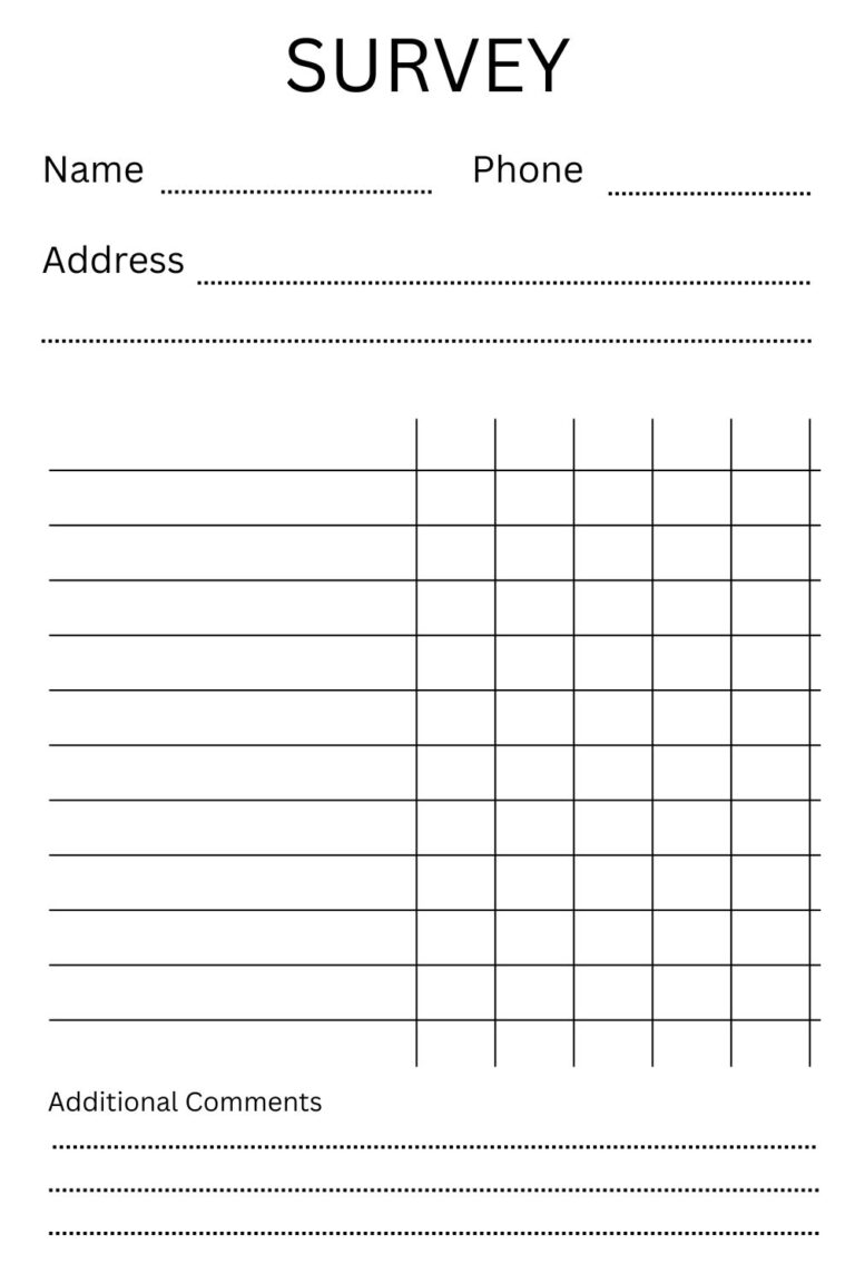 Blank Survey Templates [PDF Included] - Printables Hub