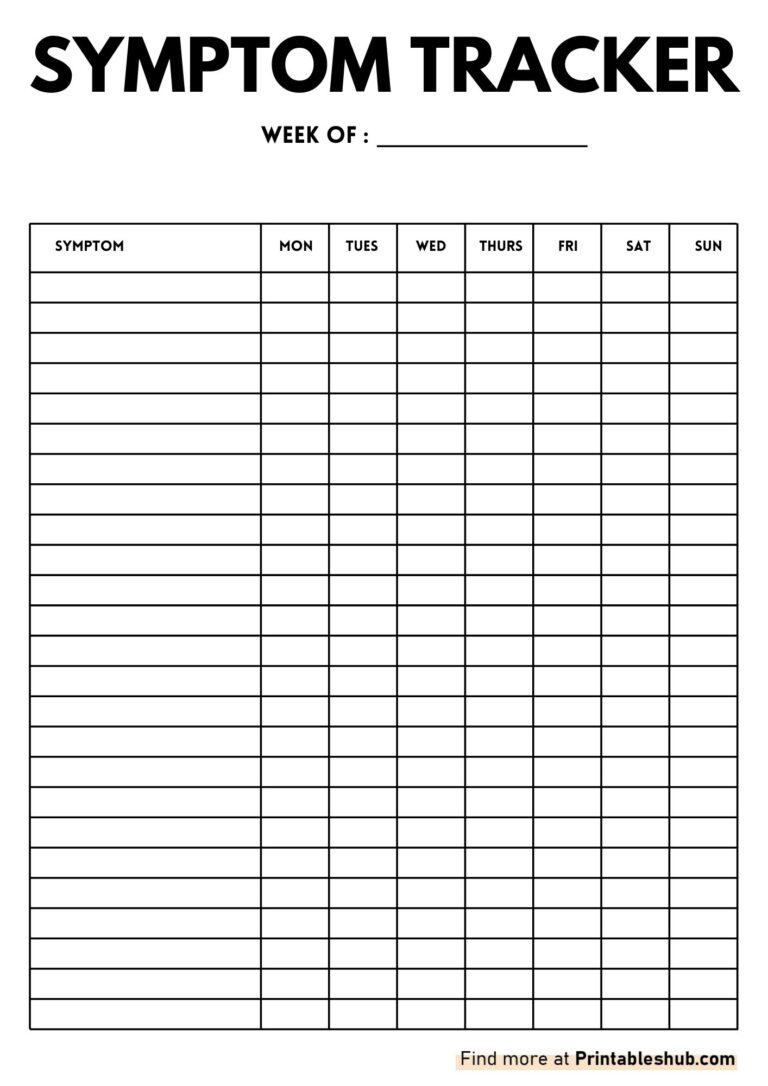Printable Symptom Tracker Templates [PDF Included] - Printables Hub