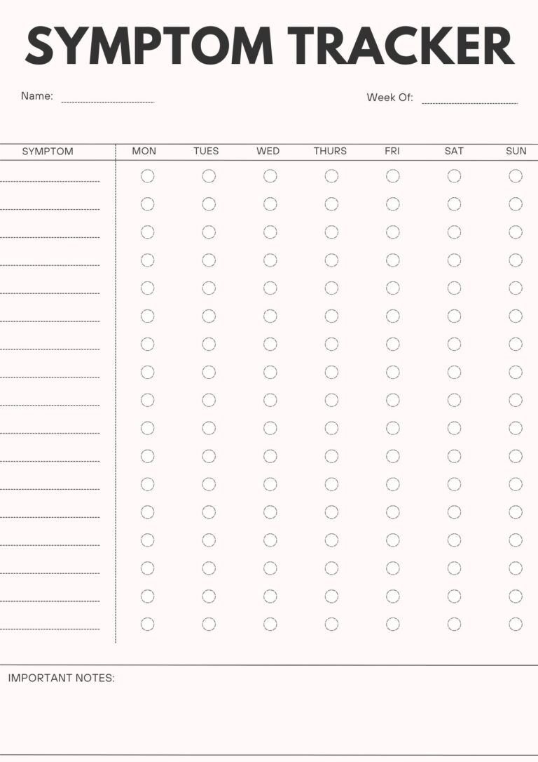 Printable Symptom Tracker Templates [PDF Included] - Printables Hub