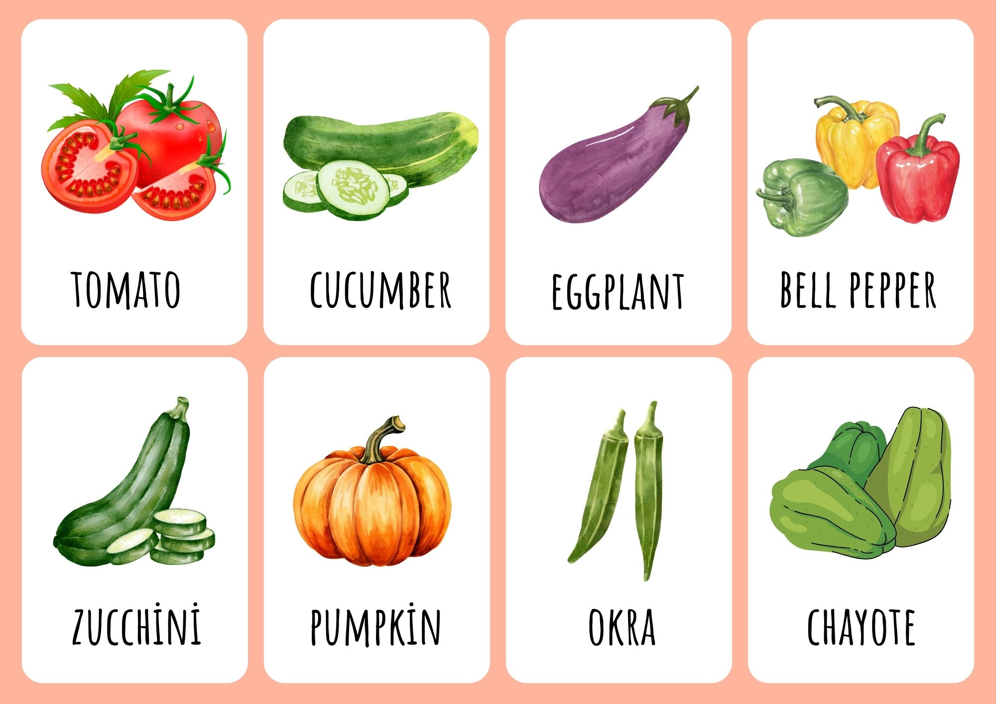 Printable Vegetable Flashcards - Printables Hub