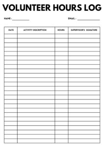 Printable Blank Volunteer Hours Log Sheet - Printables Hub