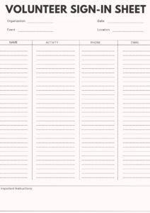 Printable Blank Volunteer Hours Log Sheet - Printables Hub