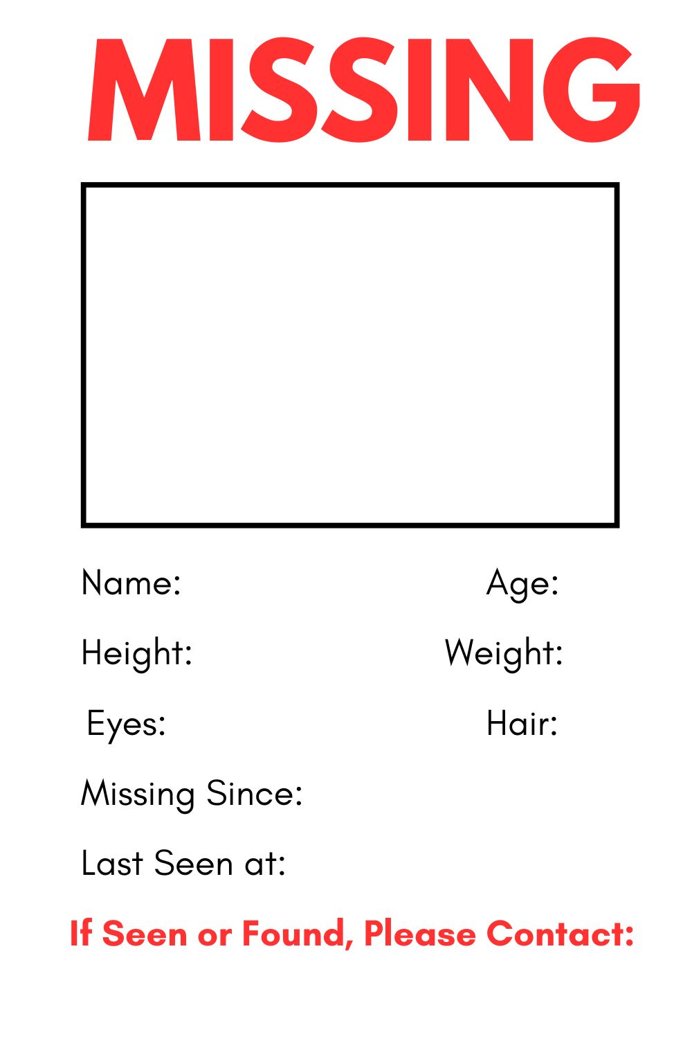 Printable Missing Poster Templates - Printables Hub
