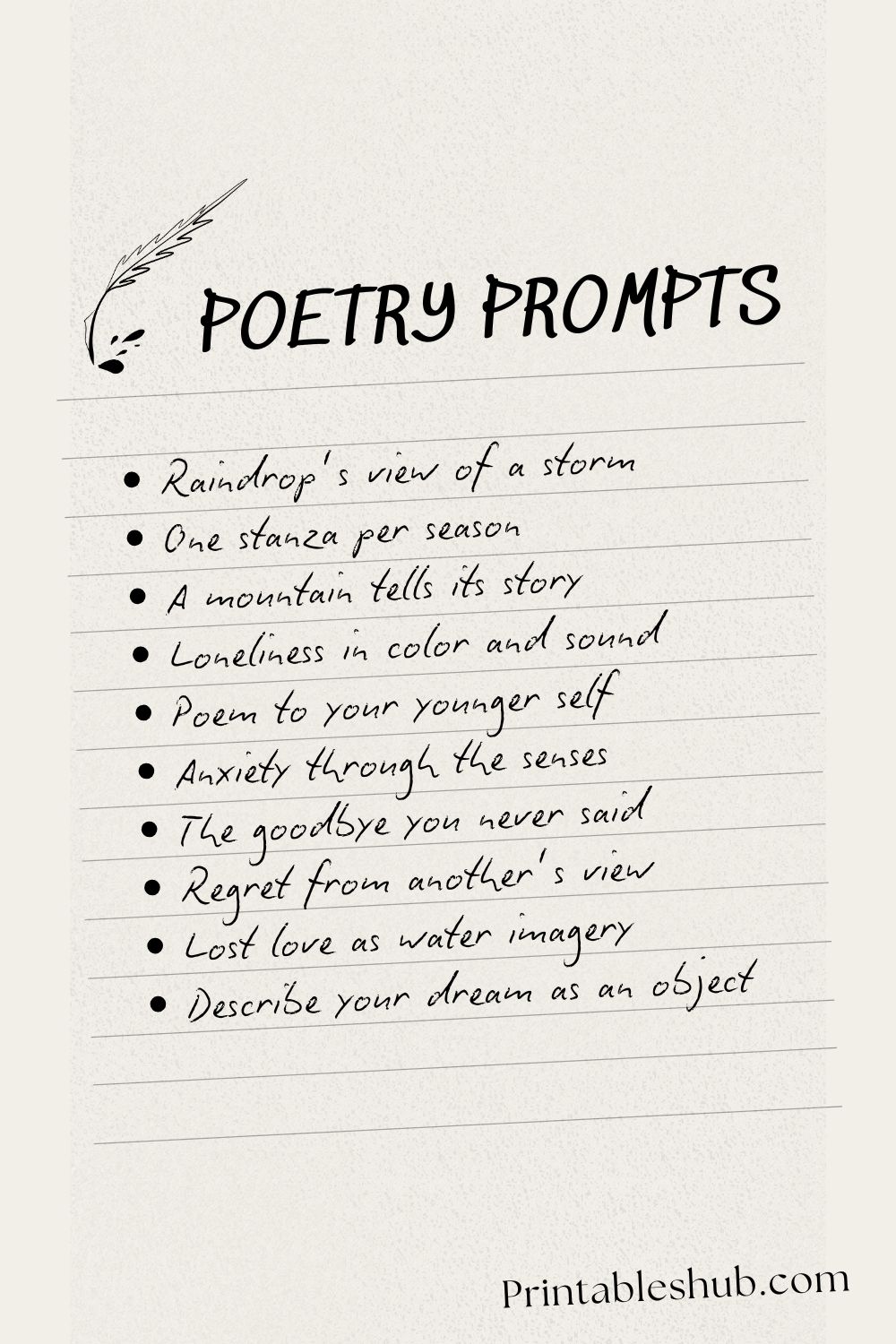 Printable Lists of Poetry Prompts [PDF Included] - Printables Hub