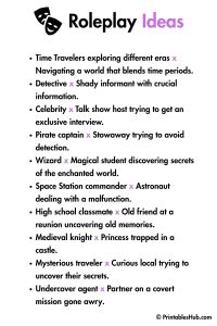 Printable Lists Of Roleplay Ideas [PDF Included] - Printables Hub
