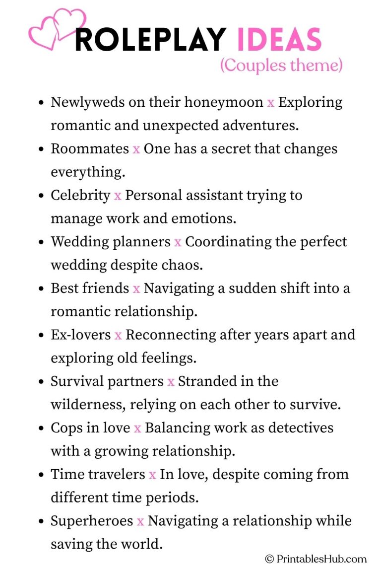 Printable Lists Of Roleplay Ideas [PDF Included] - Printables Hub