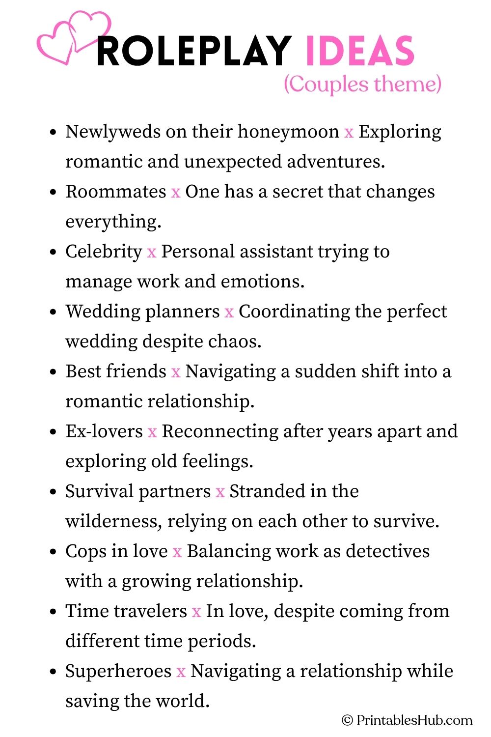 Printable Lists Of Roleplay Ideas [PDF Included] - Printables Hub