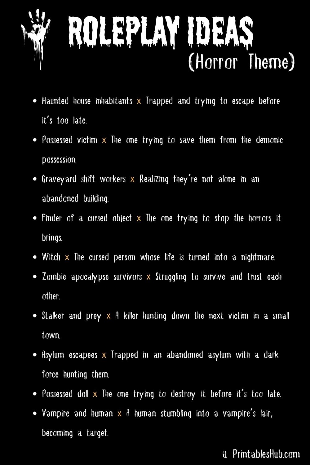 Printable Lists Of Roleplay Ideas [PDF Included] - Printables Hub