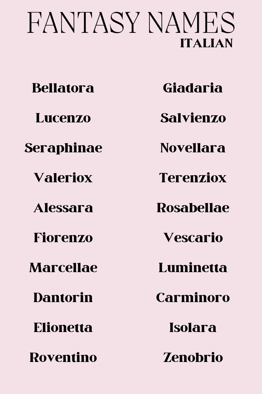 Printable Lists Of Fantasy Names - Printables Hub
