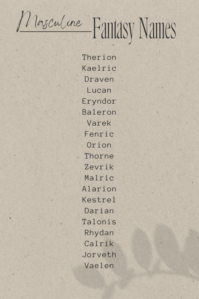 Printable Lists Of Fantasy Names - Printables Hub
