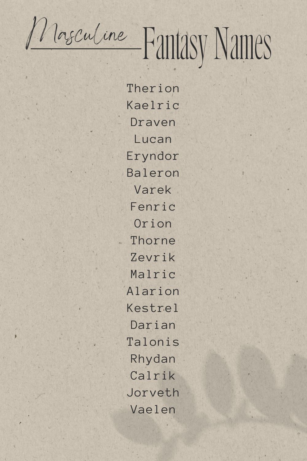 Printable Lists Of Fantasy Names - Printables Hub