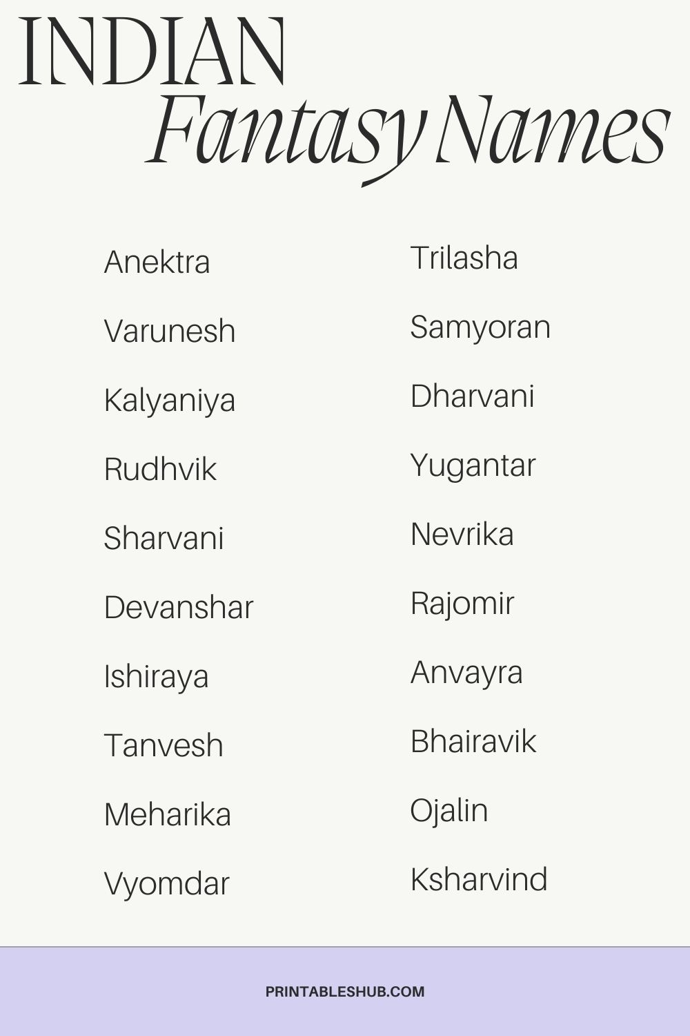 Printable Lists Of Fantasy Names - Printables Hub