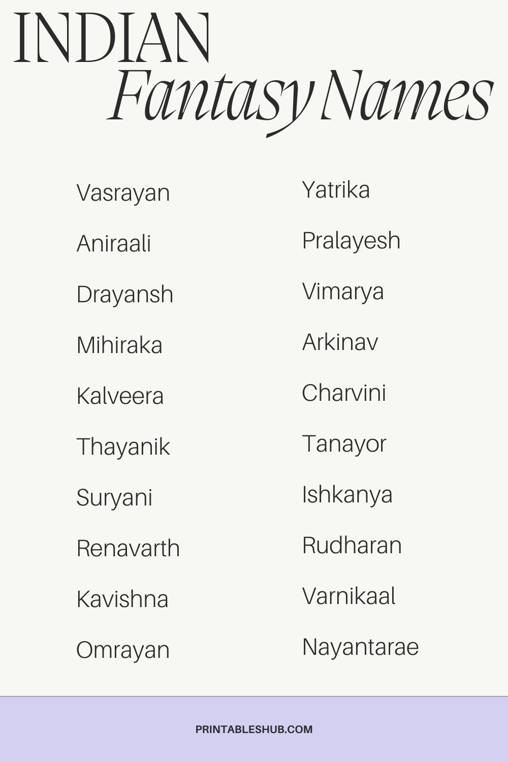Printable Lists Of Fantasy Names - Printables Hub