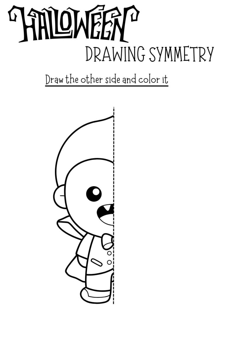 Printable Halloween Symmetry Drawing Worksheets - Printables Hub