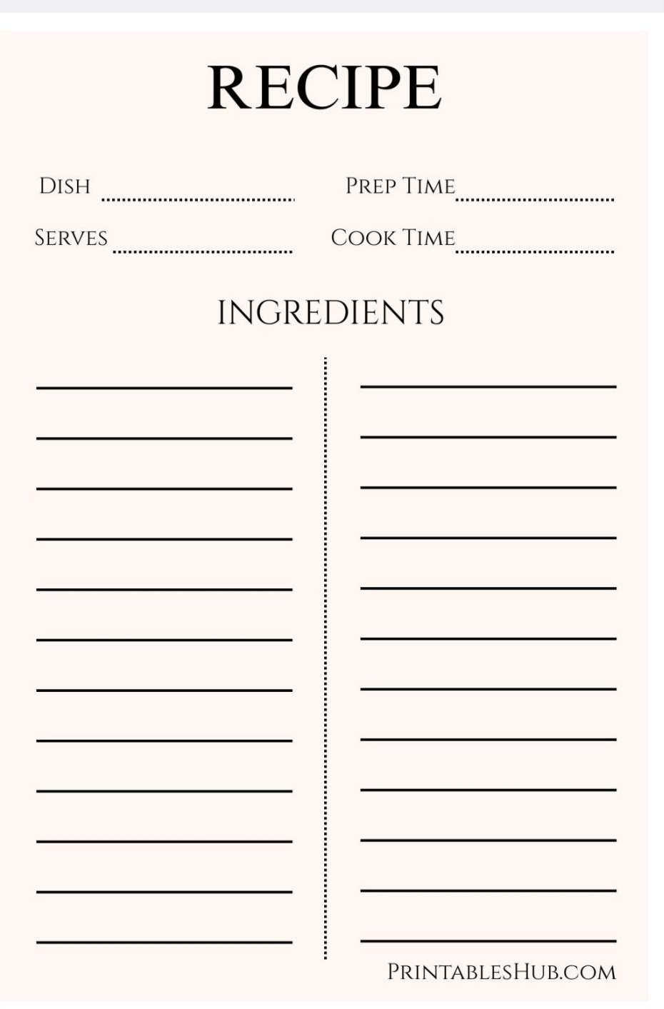 Printable Blank Recipe Card Templates [PDF Included] - Printables Hub