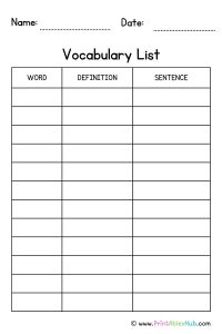 Printable Blank Vocabulary Templates - Printables Hub