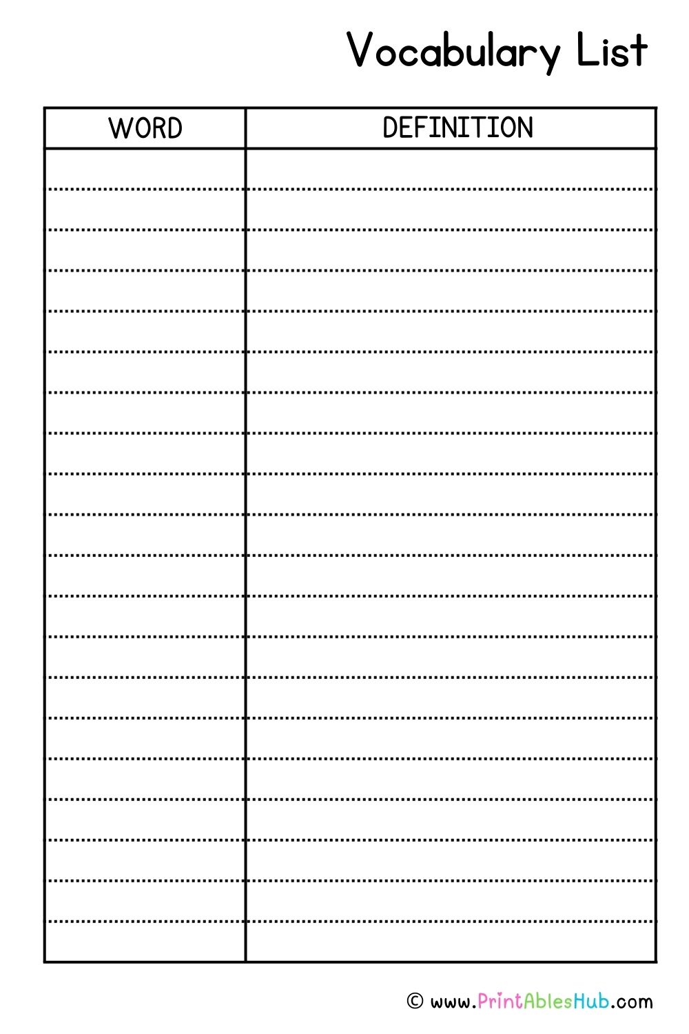 Printable Blank Vocabulary Templates - Printables Hub