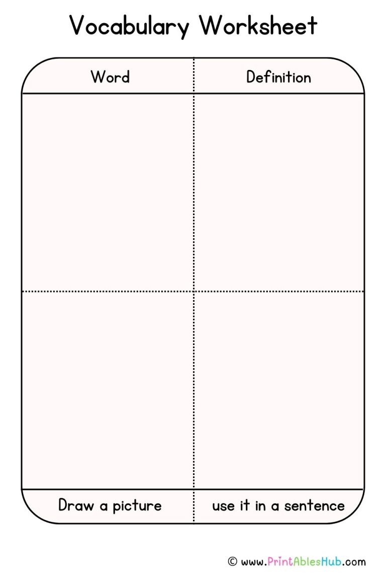 Printable Blank Vocabulary Templates - Printables Hub