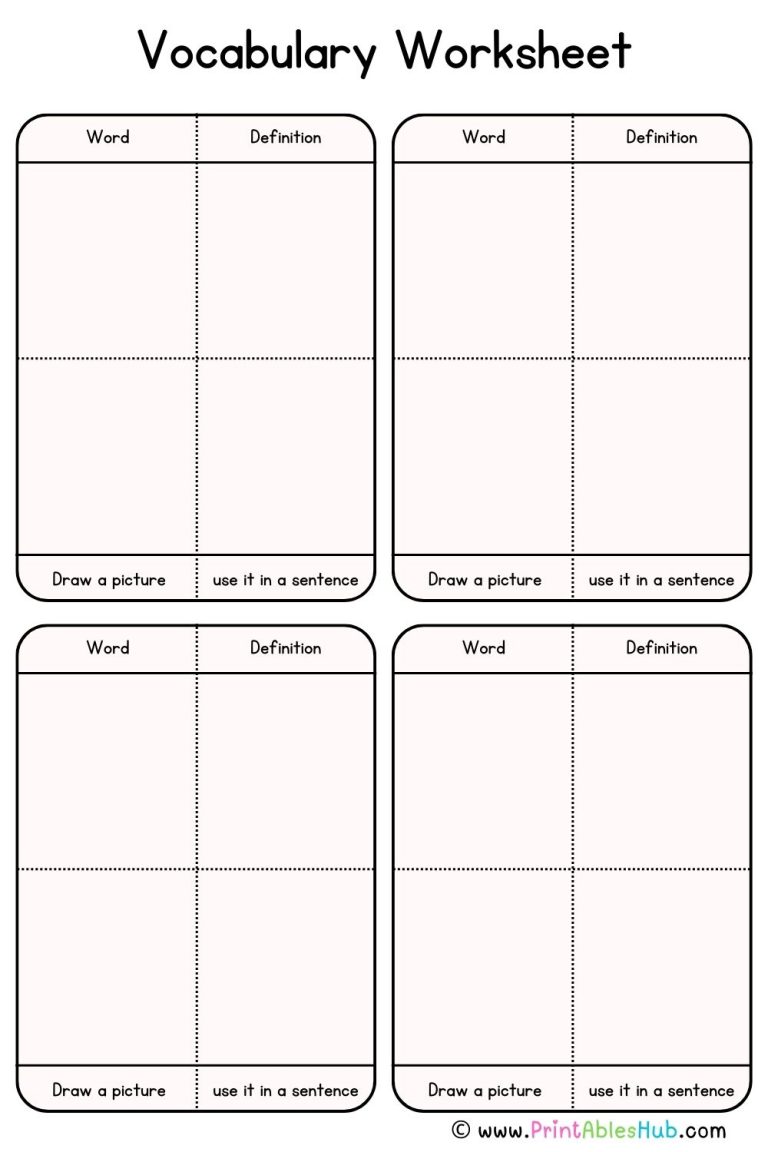 Printable Blank Vocabulary Templates - Printables Hub