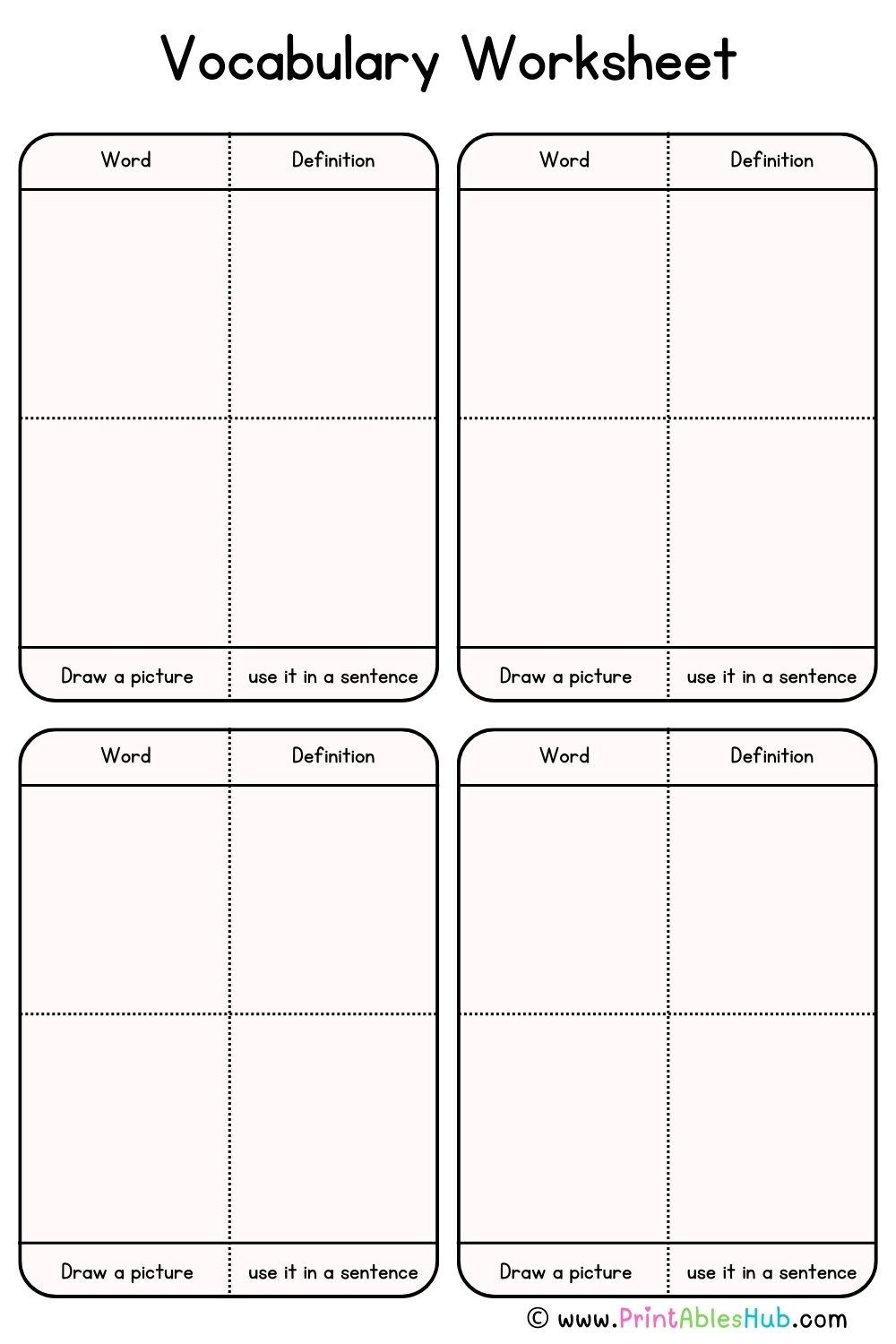 Printable Blank Vocabulary Templates - Printables Hub