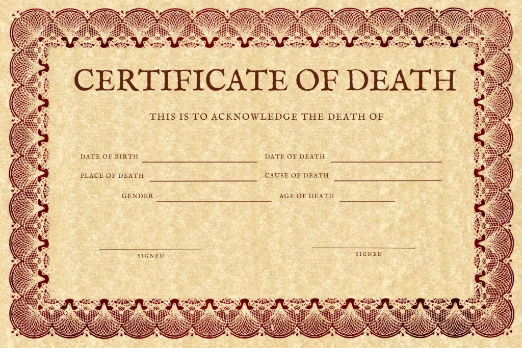 Printable Blank Death Certificate Templates - Printables Hub