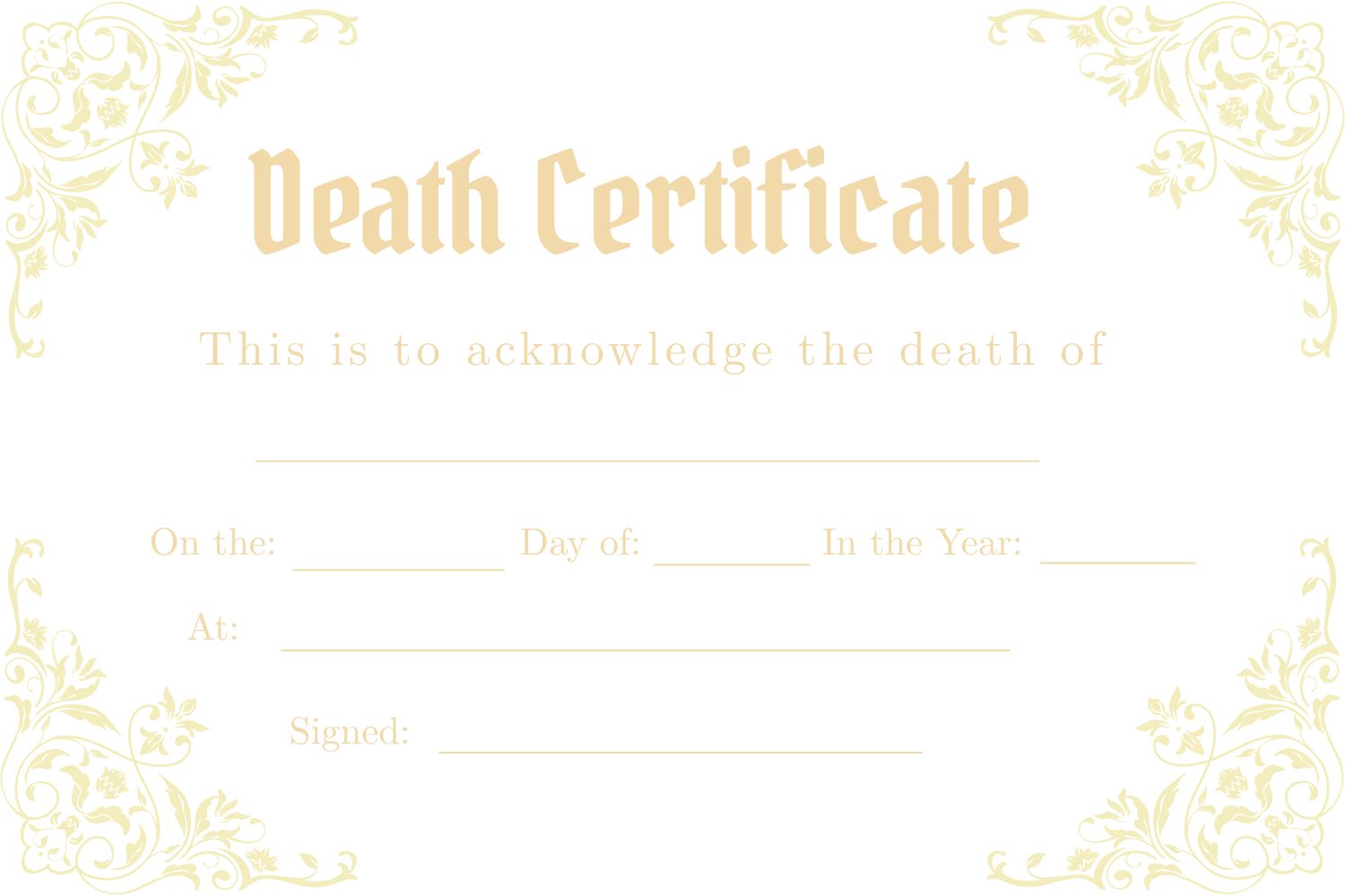 Printable Blank Death Certificate Templates - Printables Hub