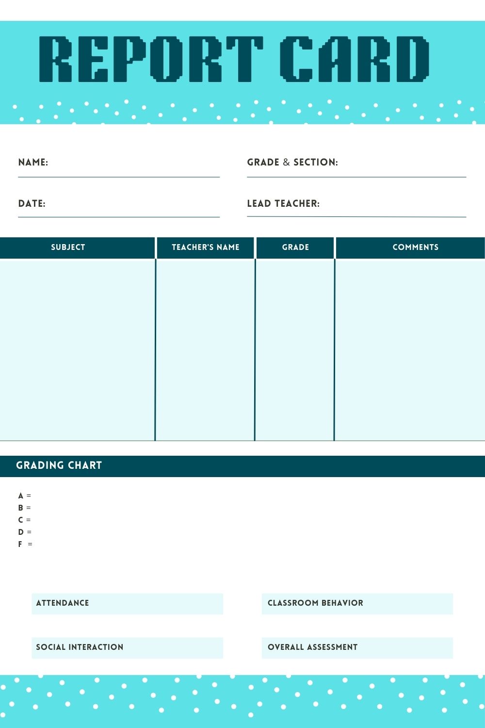Printable School Report Card Templates - Printables Hub