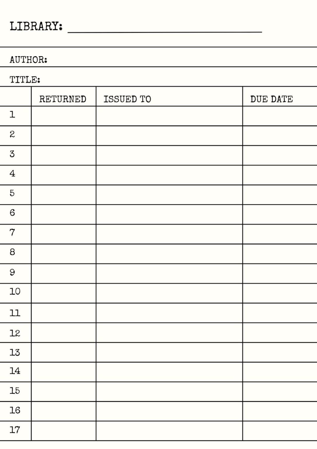 Printable Blank Library Card Templates - Printables Hub