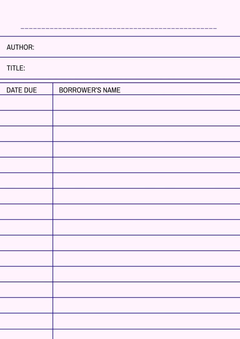Printable Blank Library Card Templates - Printables Hub